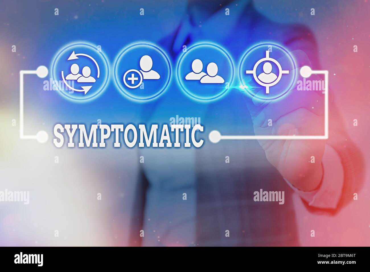 Writing note showing Symptomatic. Business concept for serving as ...
