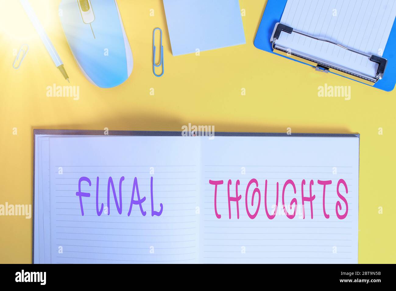 Writing note showing Final Thoughts. Business concept for the ...