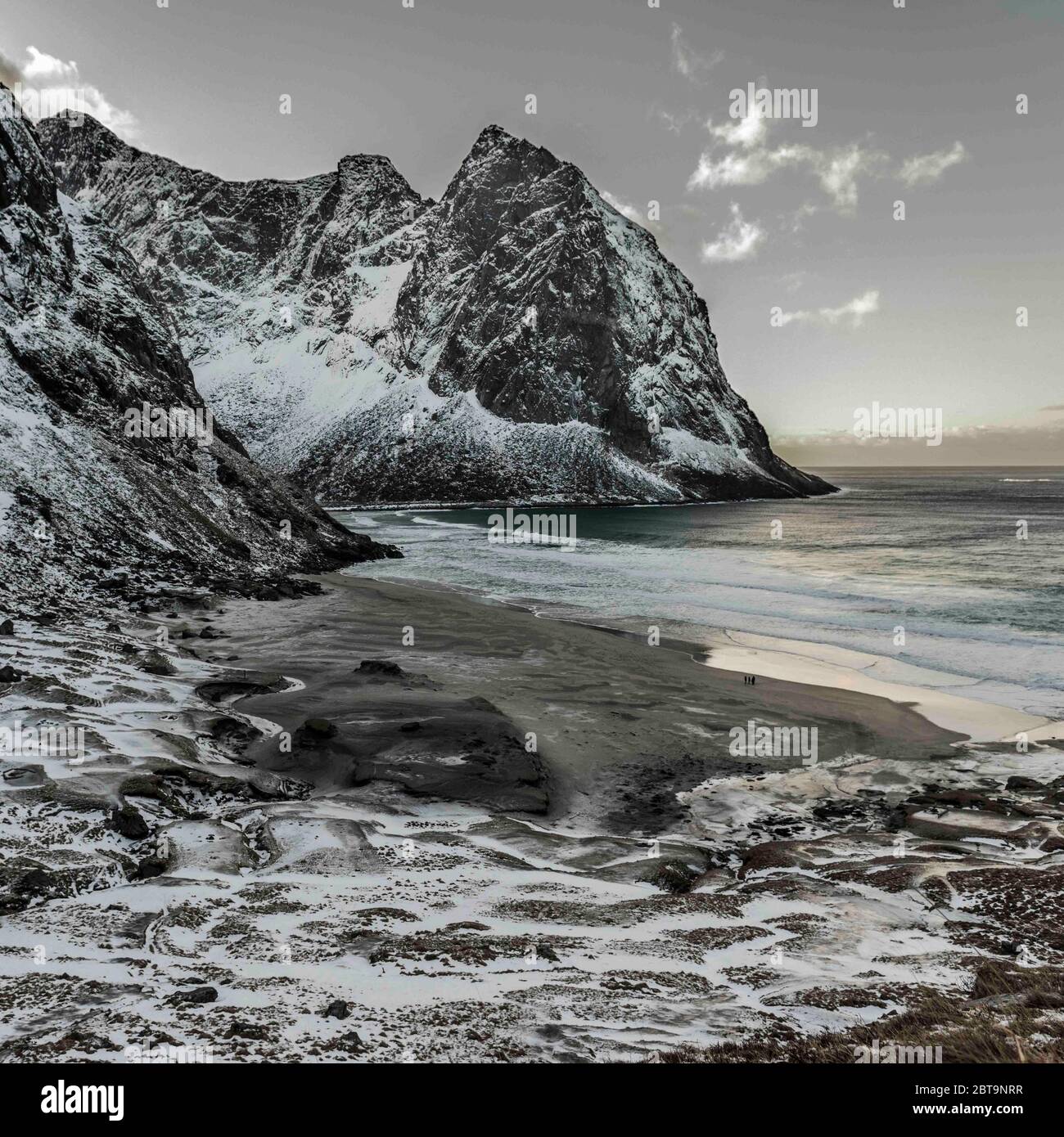 Landscape of Kvalvika Beach, Winter view Stock Photo - Alamy