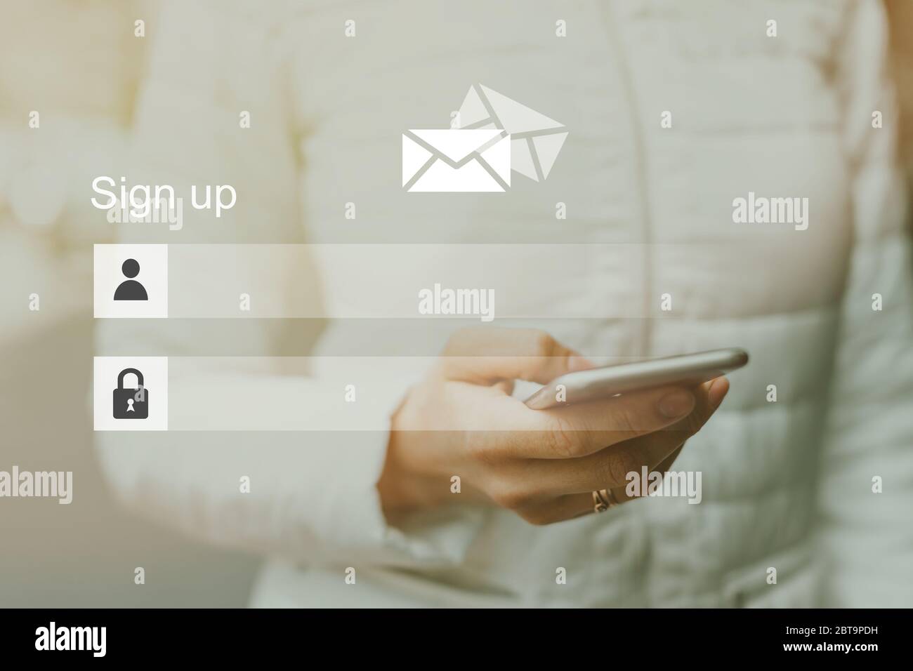 The concept of authorization sign up in a system, site, email or social ...