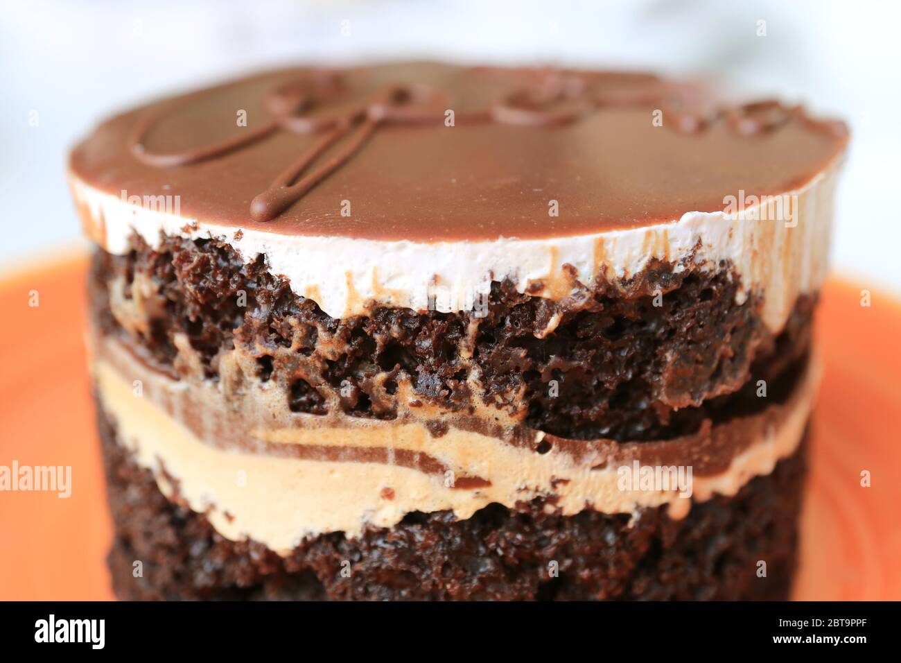 Closeup the Texture of a delectable Opera Cake's Creamy Layers Stock ...