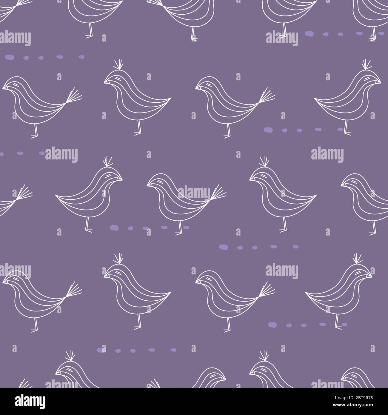 linear doodle birds seamless vector purple pattern Stock Vector Image ...