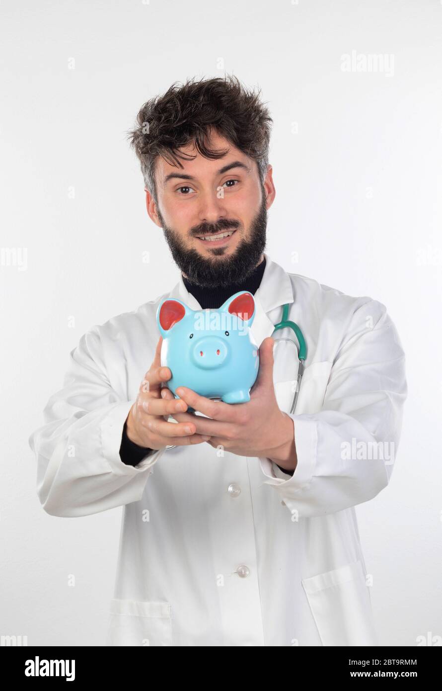 Doctor wearing a lab coat isolated on a white background Stock Photo ...