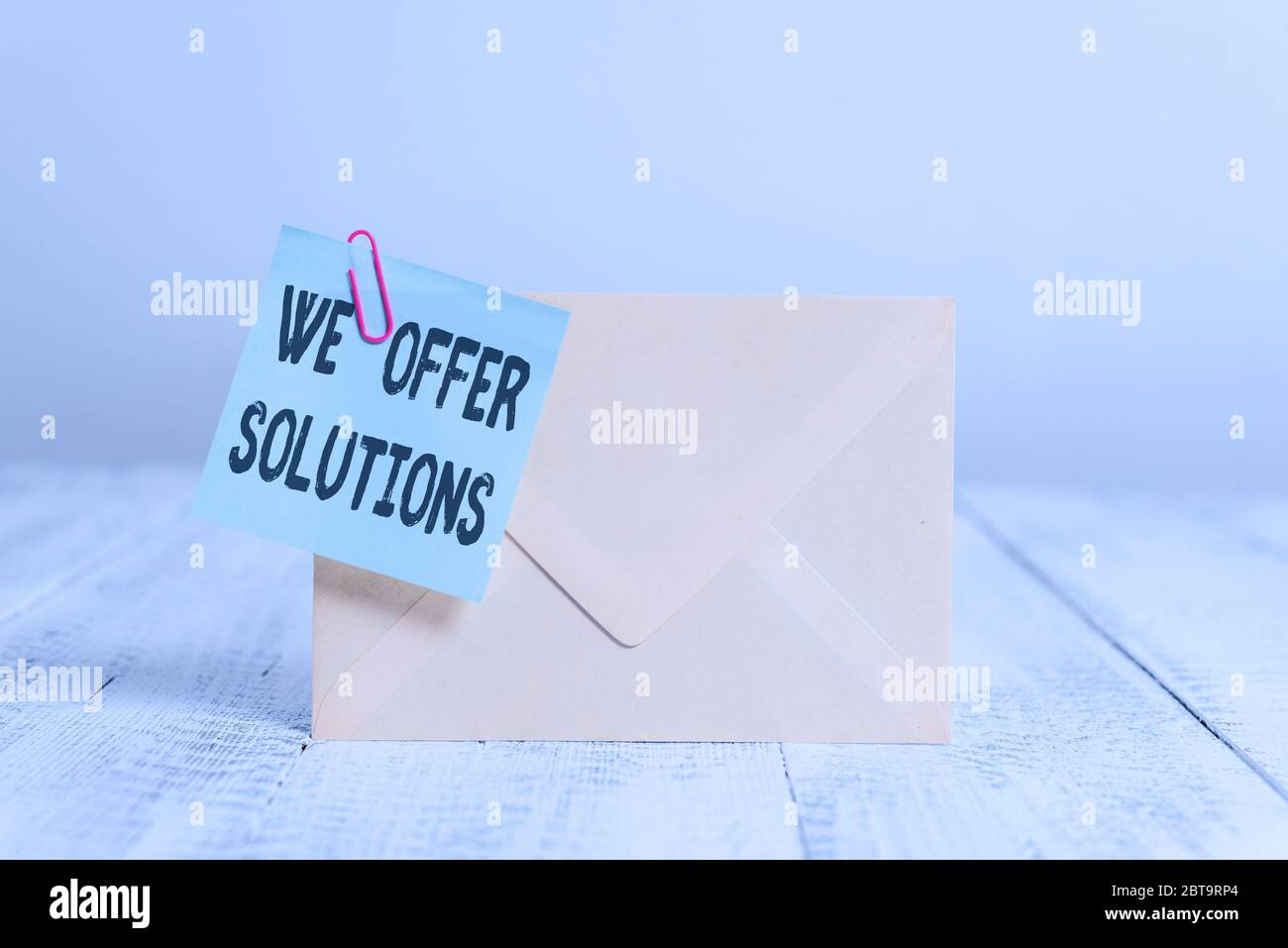 Text sign showing We Offer Solutions. Business photo text way to solve ...