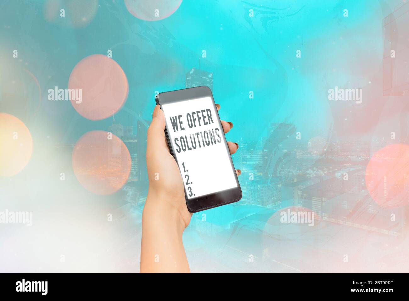 Conceptual hand writing showing We Offer Solutions. Concept meaning way ...