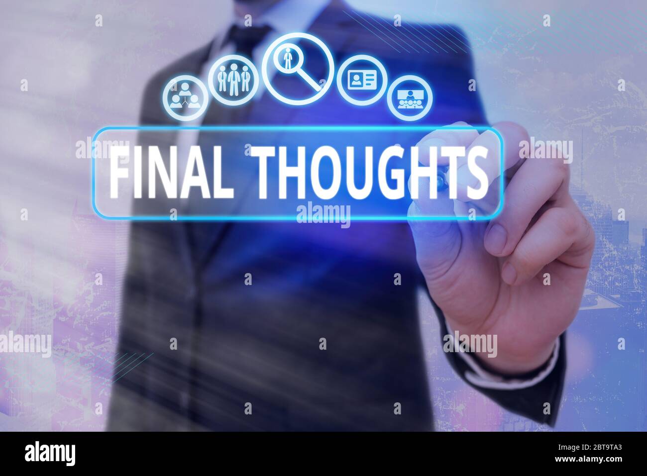 Writing note showing Final Thoughts. Business concept for the ...