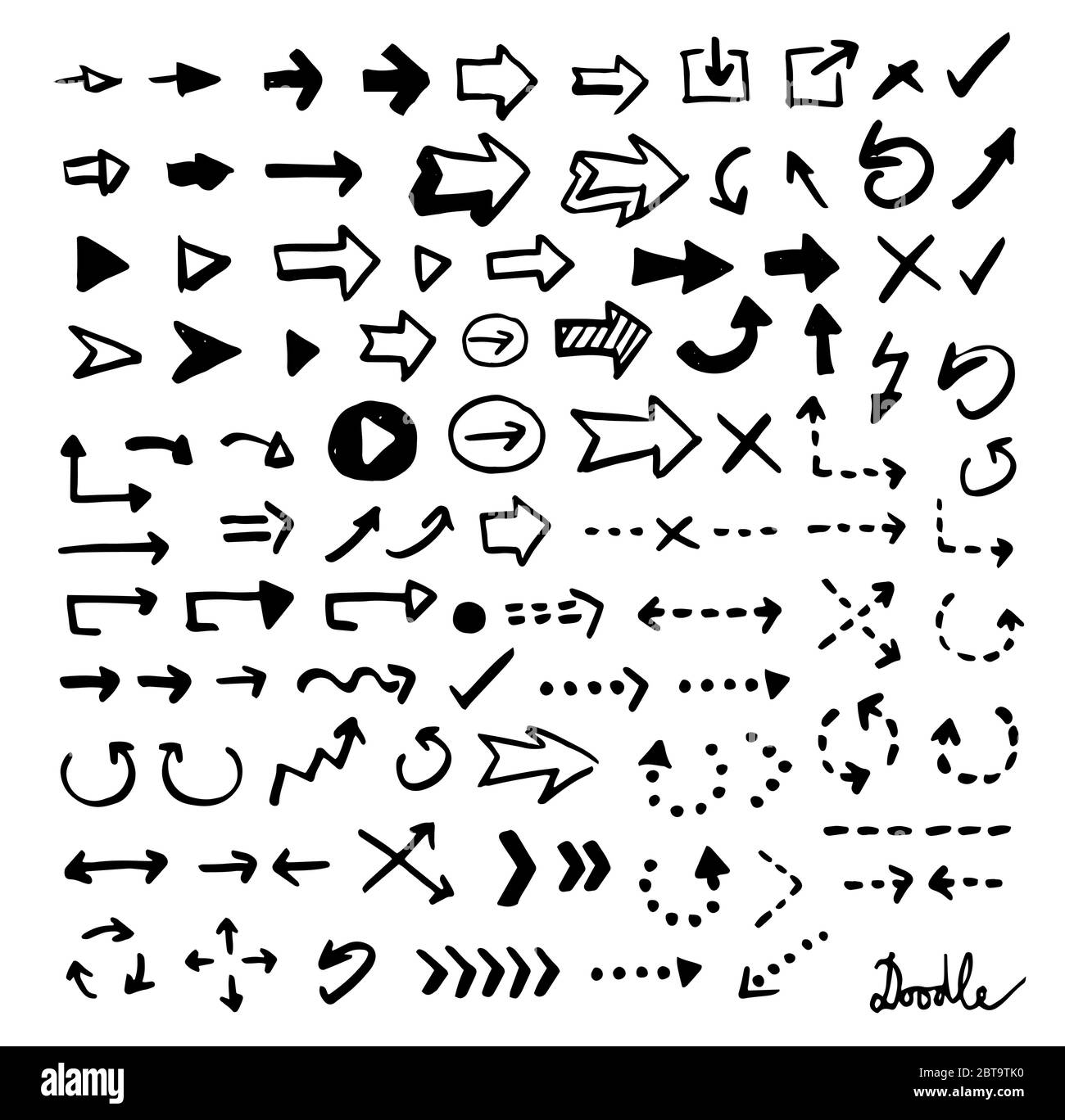 Hand Drawn Arrow Doodle Vector Set White Ground Stock Vector Image ...