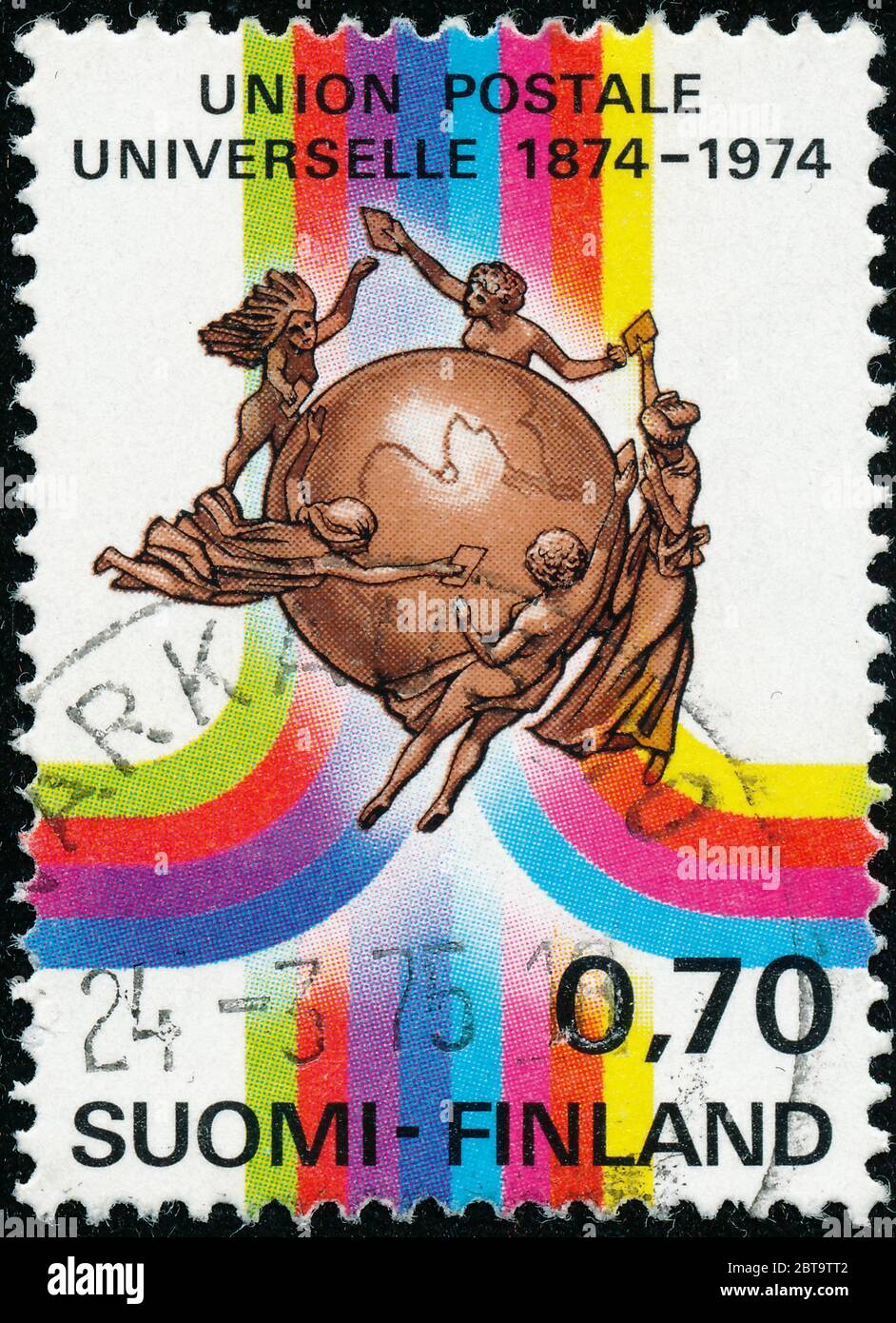 POLTAVA, UKRAINE - May 24, 2020. Vintage stamp printed in Finland circa ...
