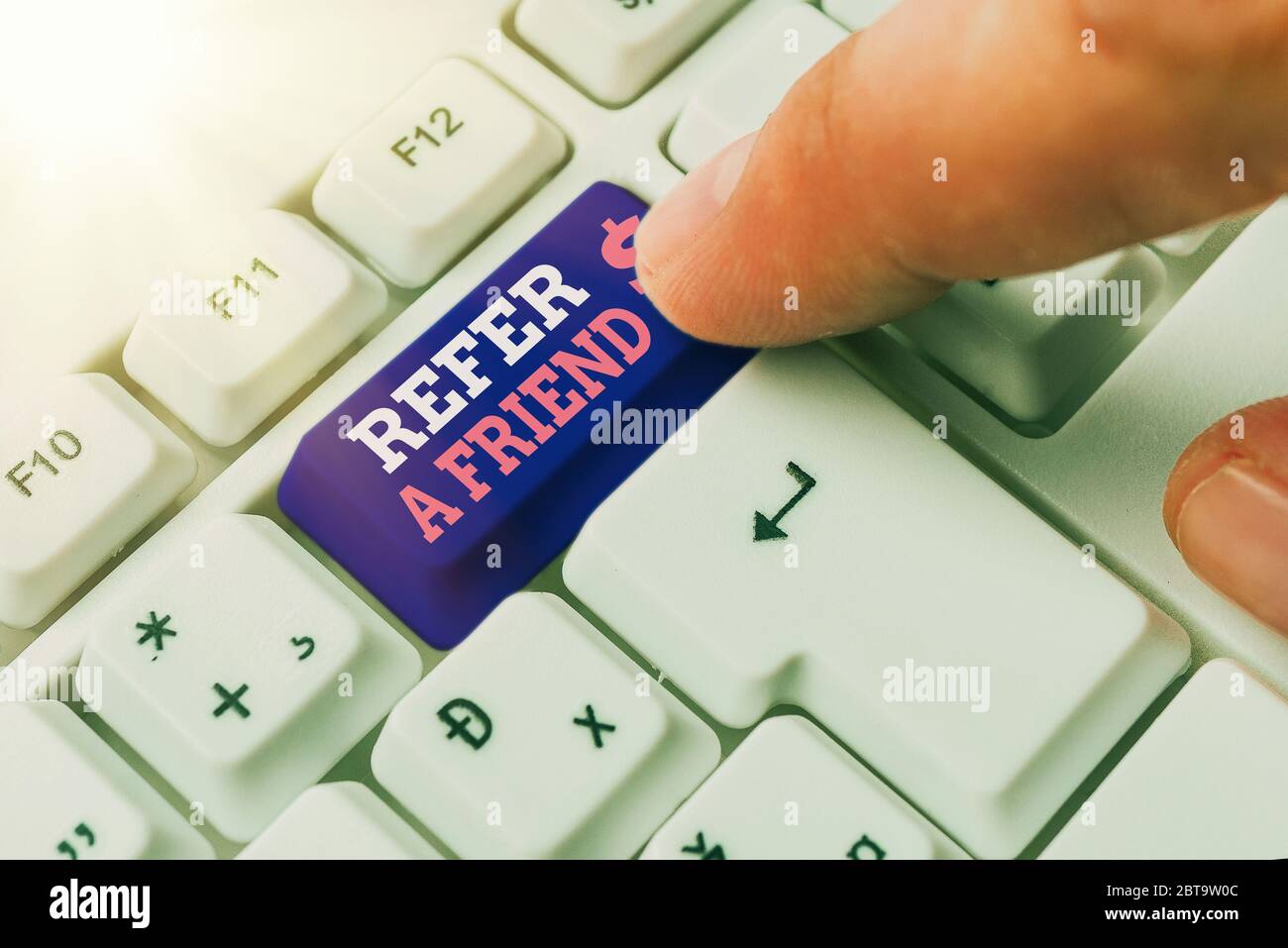 Handwriting text Refer A Friend. Conceptual photo direct someone to ...