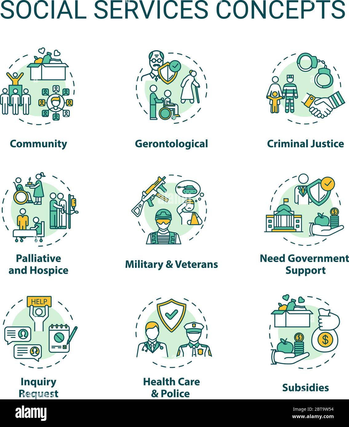 Social services concept icons set Stock Vector Image & Art - Alamy