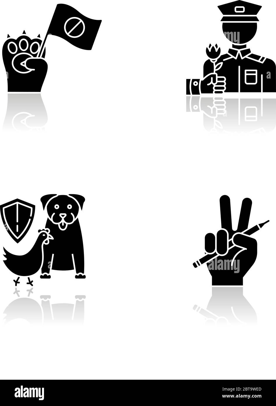 Social activism drop shadow black glyph icons set Stock Vector Image ...