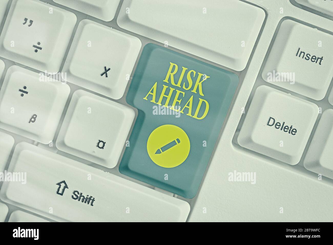 Text sign showing Risk Ahead. Business photo text A probability or ...