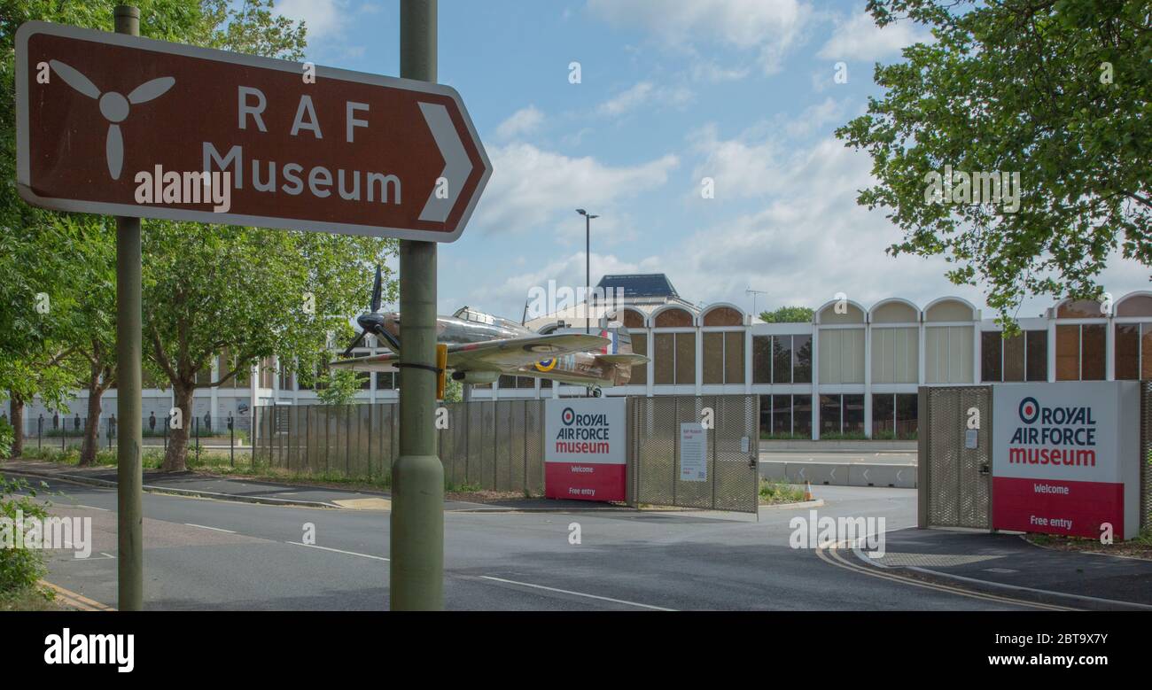 Street view of the Royal Air Force Museum hangars and outdoor 2nd world ...