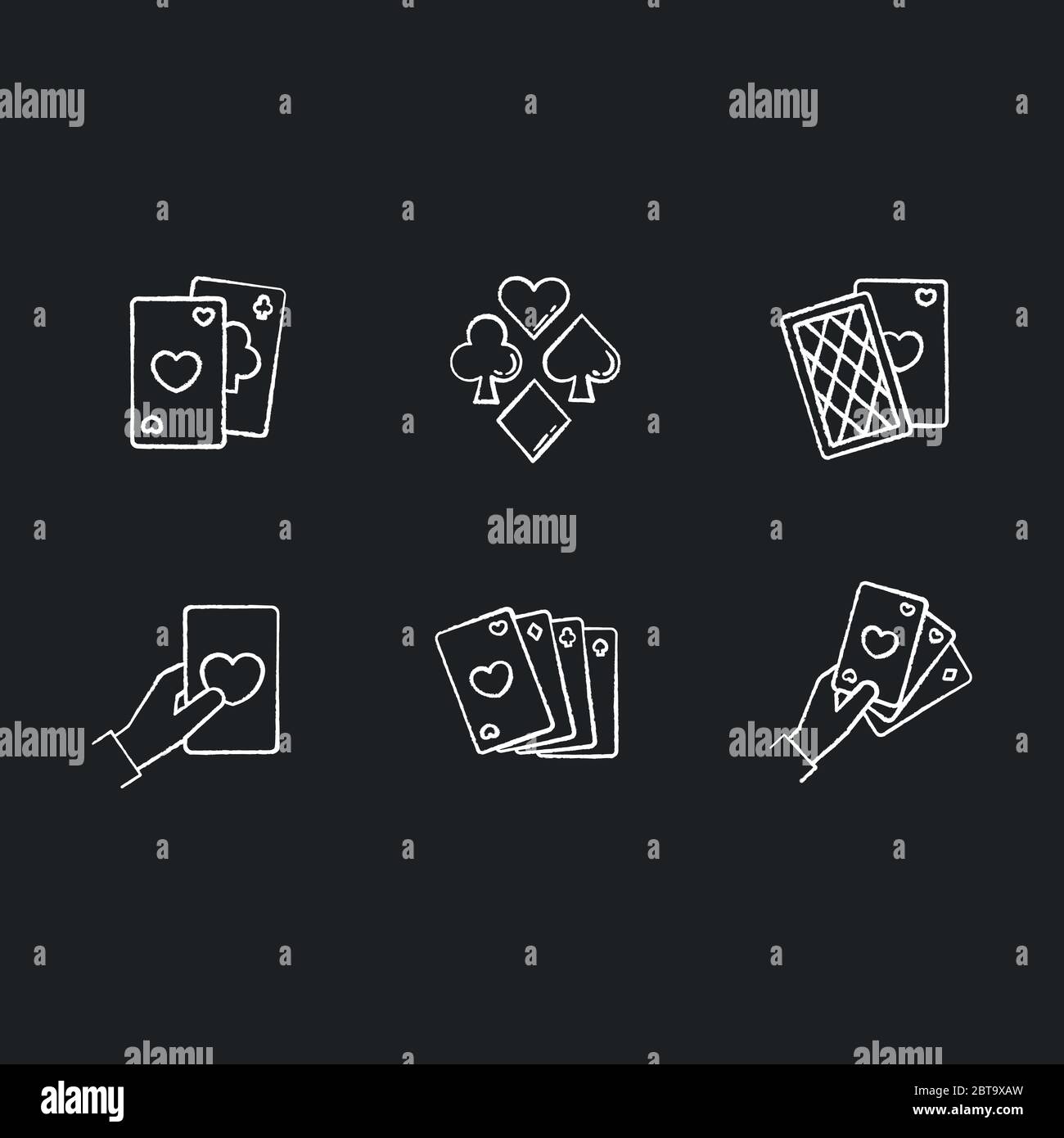Card games chalk white icons set on black background Stock Vector Image ...