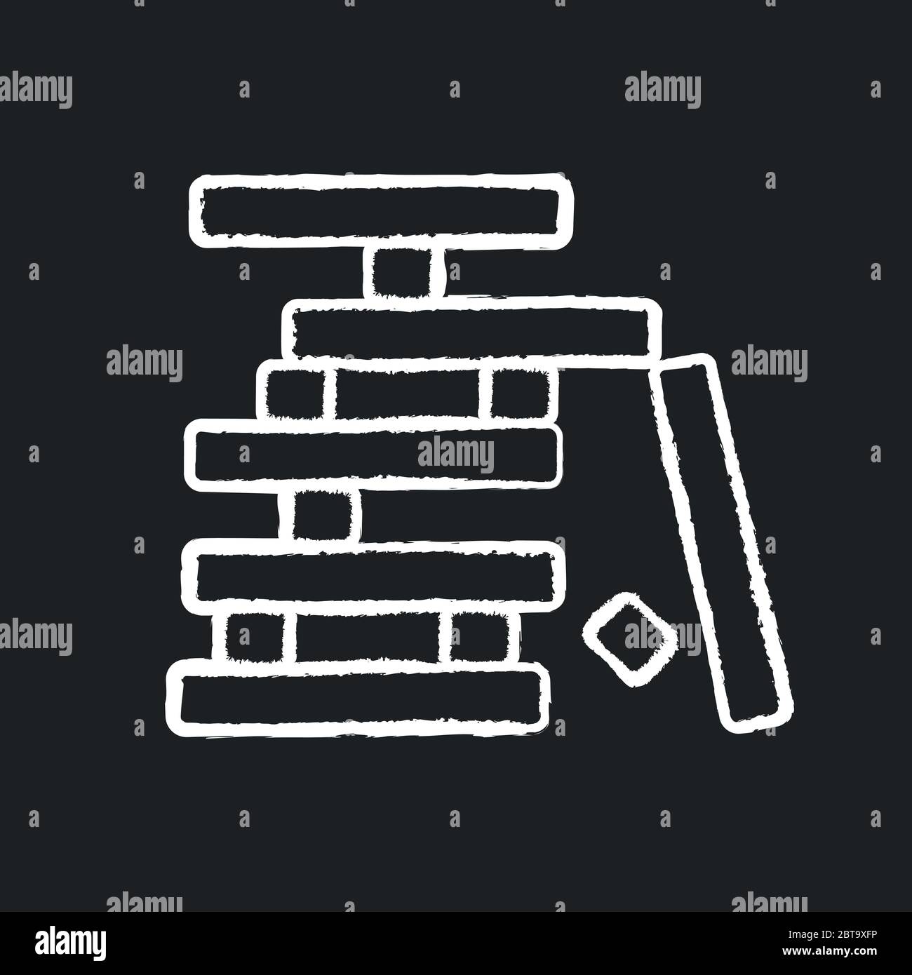 Wooden blocks game chalk white icon on black background Stock Vector ...