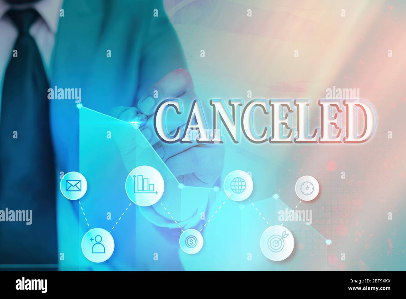 Writing note showing Canceled. Business concept for to decide not to ...