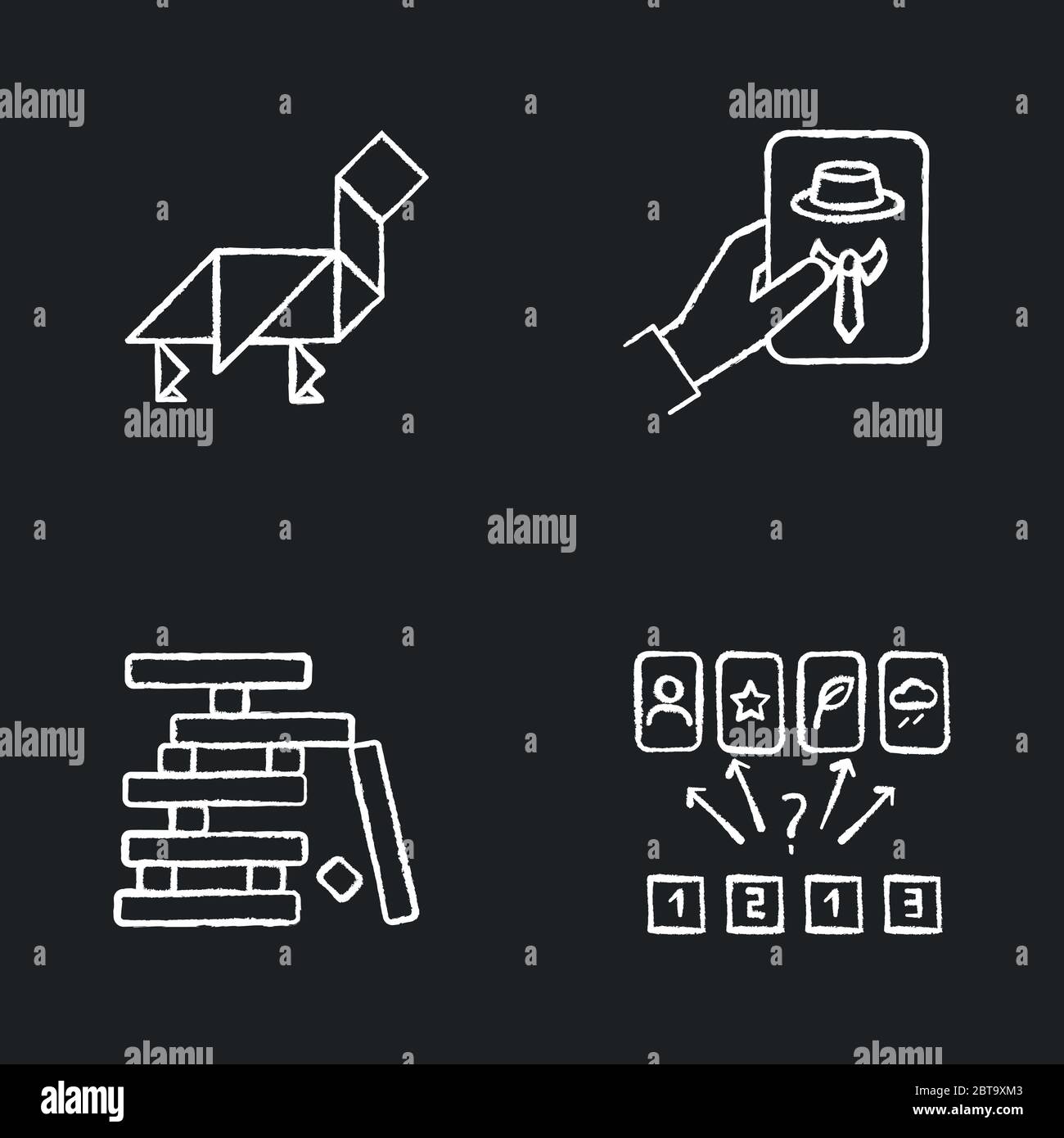 Tabletop games chalk white icons set on black background Stock Vector ...