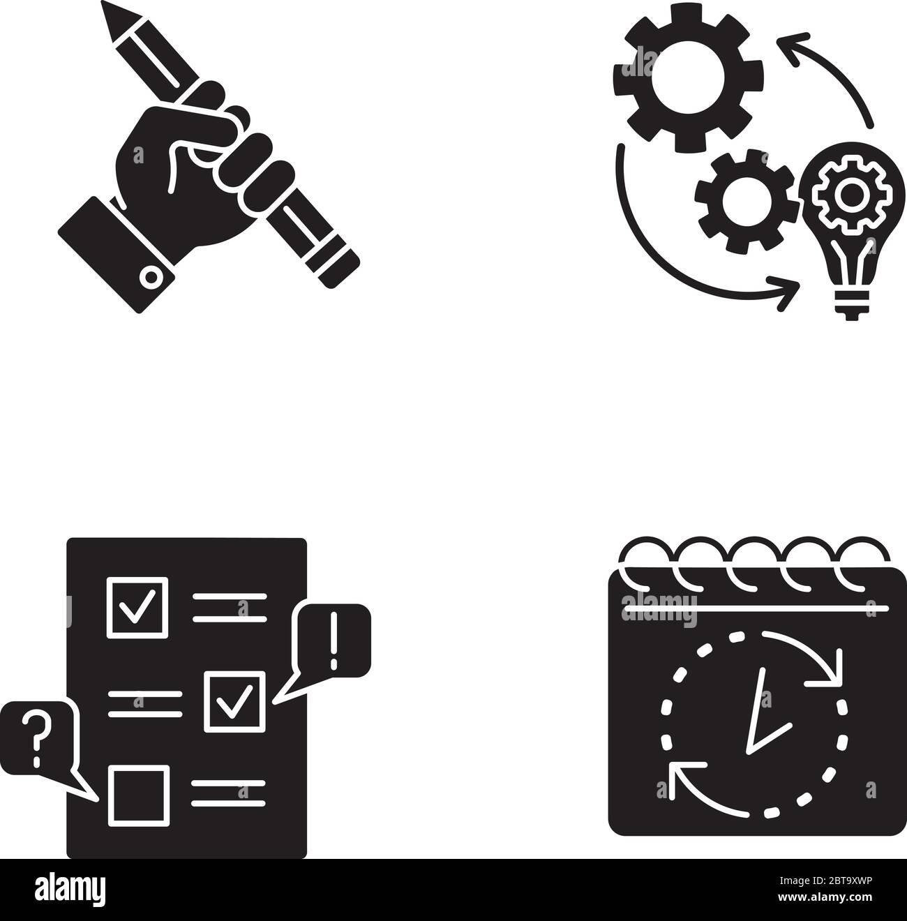 Technical project black glyph icons set on white space Stock Vector ...