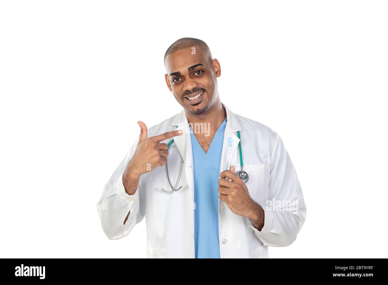 African doctor isolated on a white backgroung Stock Photo - Alamy