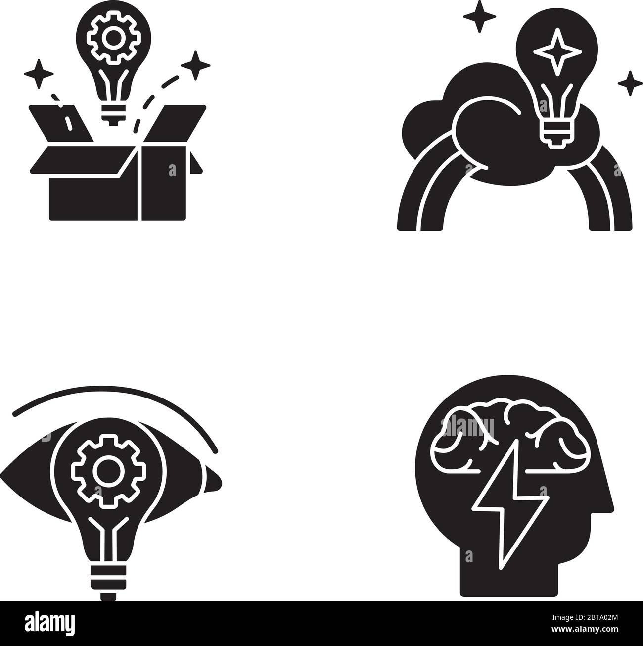 Creative mindset black glyph icons set on white space Stock Vector ...