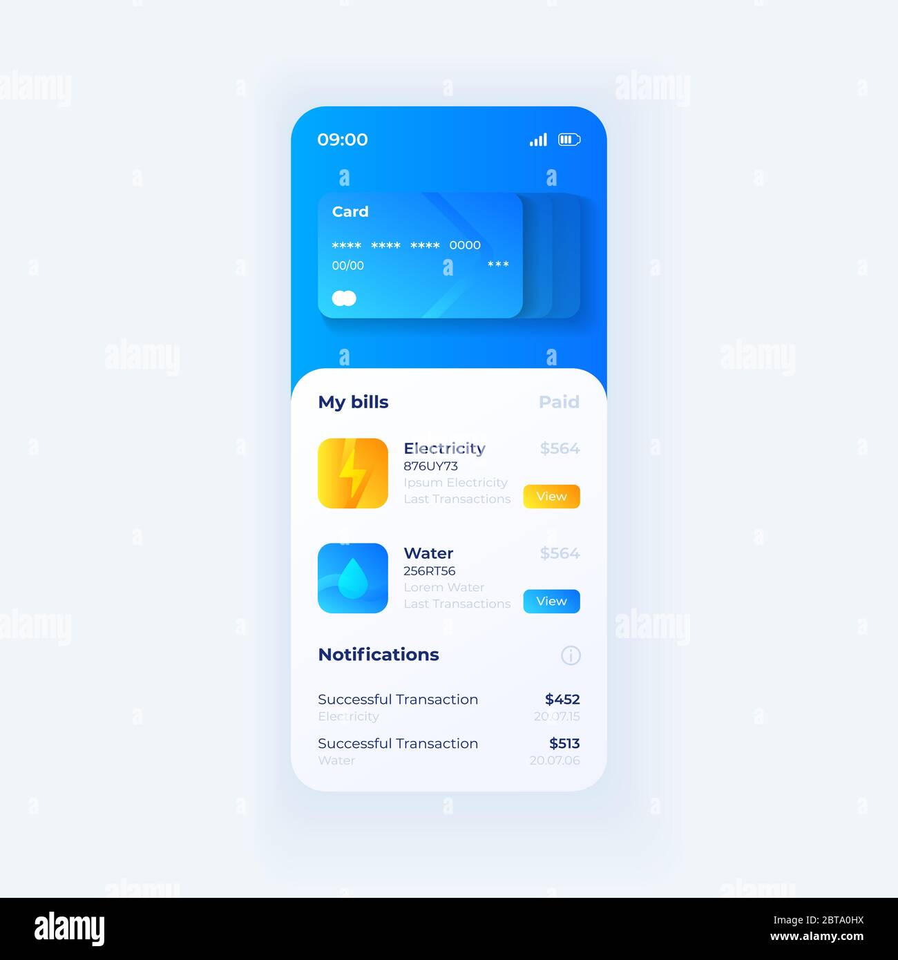 Credit card wallet smartphone interface vector template Stock Vector ...