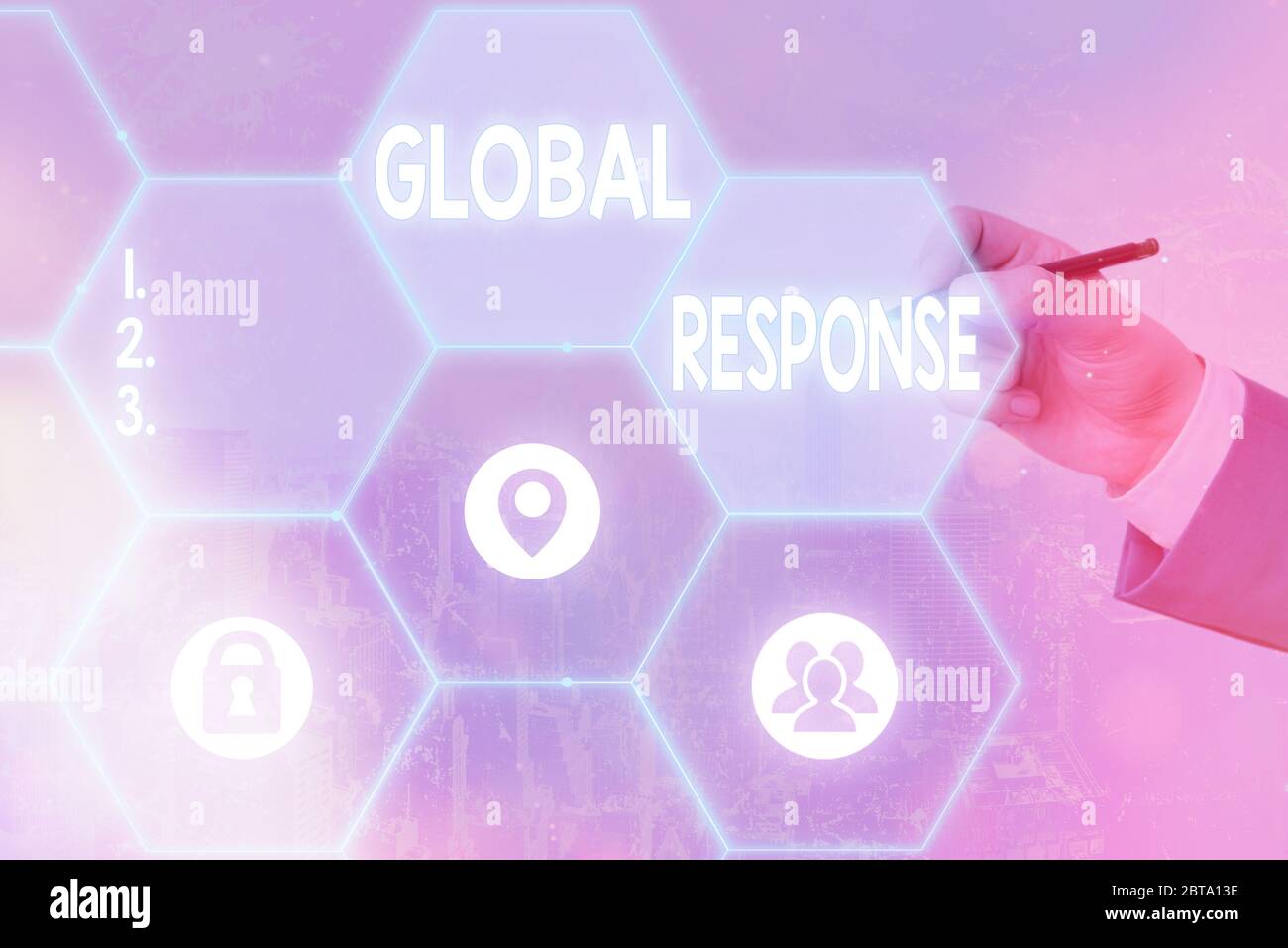 Writing note showing Global Response. Business concept for indicates ...
