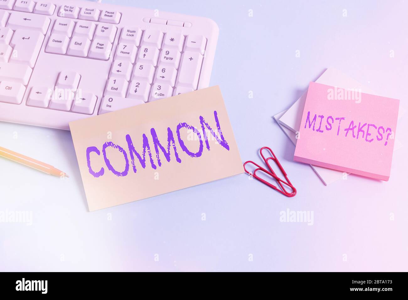 Writing note showing Common Mistakes Question. Business concept for ...