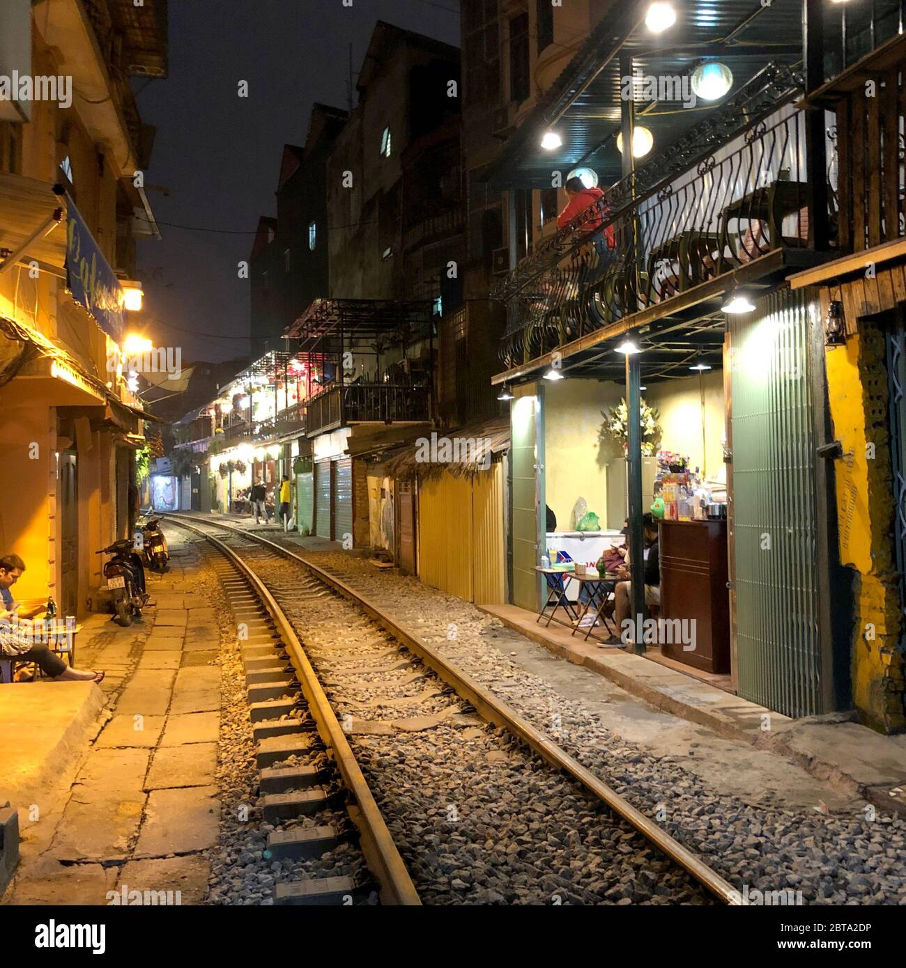 Hanoi, Vietnam - December 30, 2019 - Train street in Hanoi at night ...