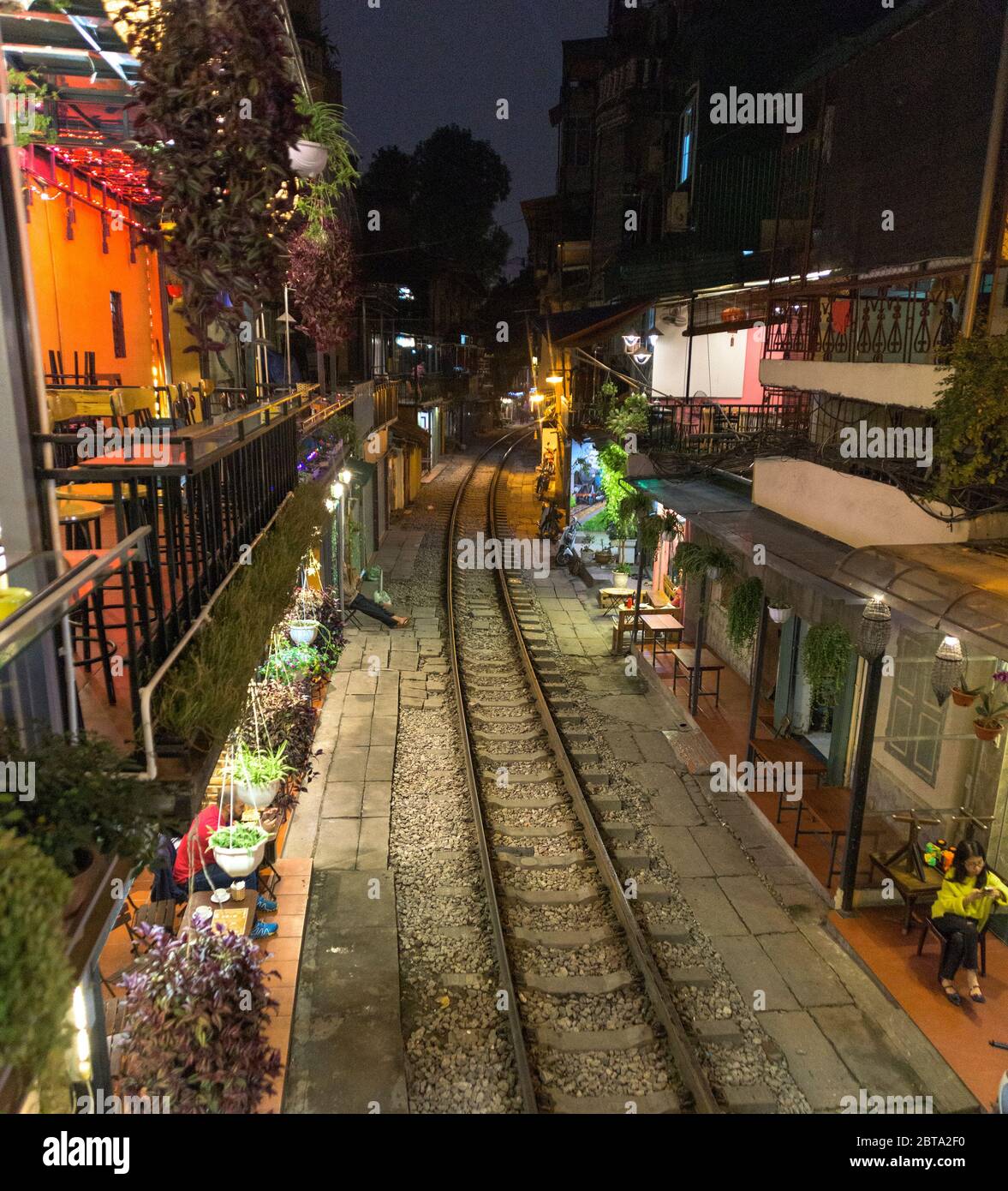 Hanoi, Vietnam - December 30, 2019 - Train street in Hanoi at night ...