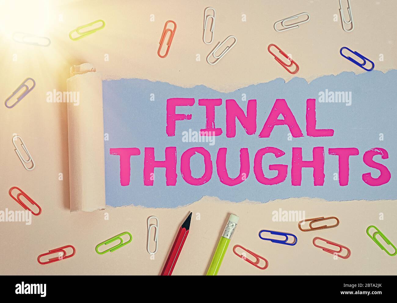 Conceptual hand writing showing Final Thoughts. Concept meaning the ...