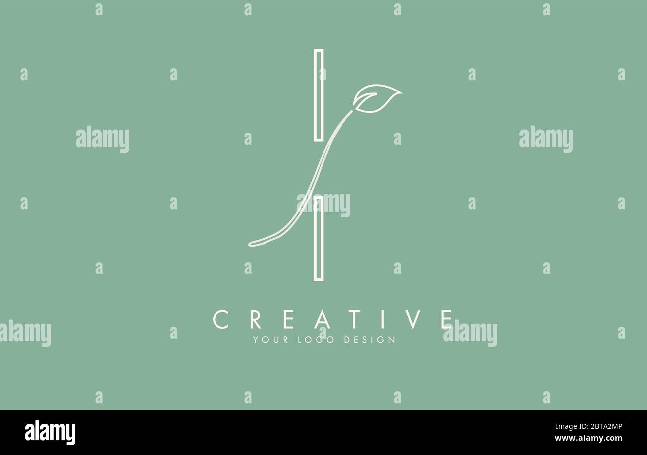 Leaf Cut I Letter and green background for business. Eco Letter Vector ...