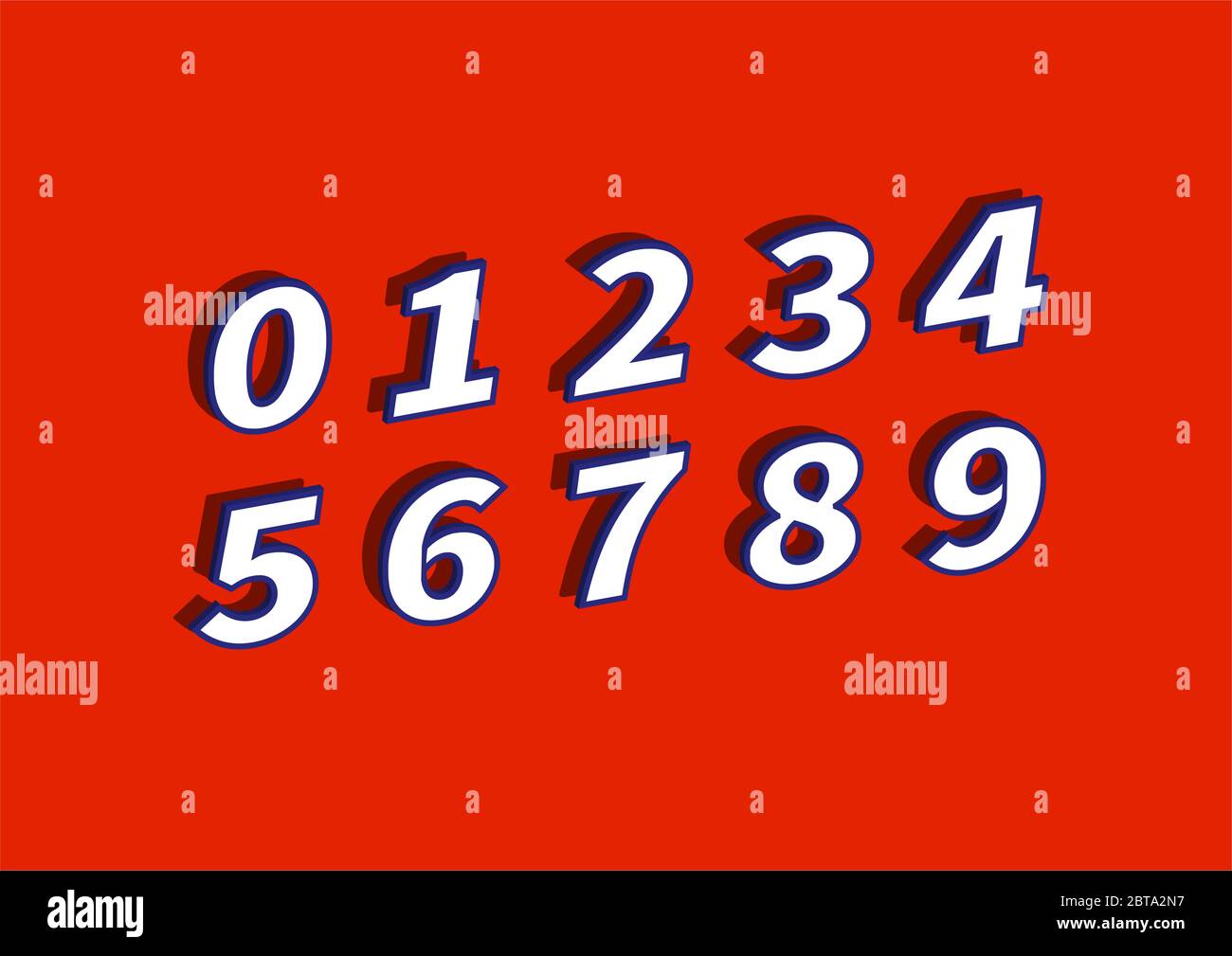 3D Trendy Numbers Font Illustration Red Background Stock Vector Image ...