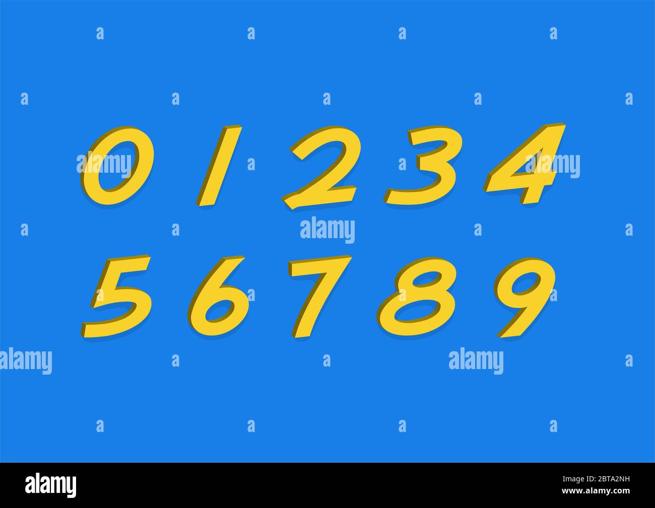 3D Trendy Number Font Illustration Blue Background Stock Vector Image ...