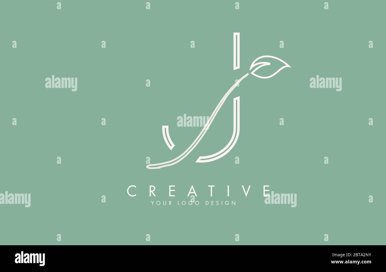 Leaf Cut J Letter and green background for business. Eco Letter Vector ...