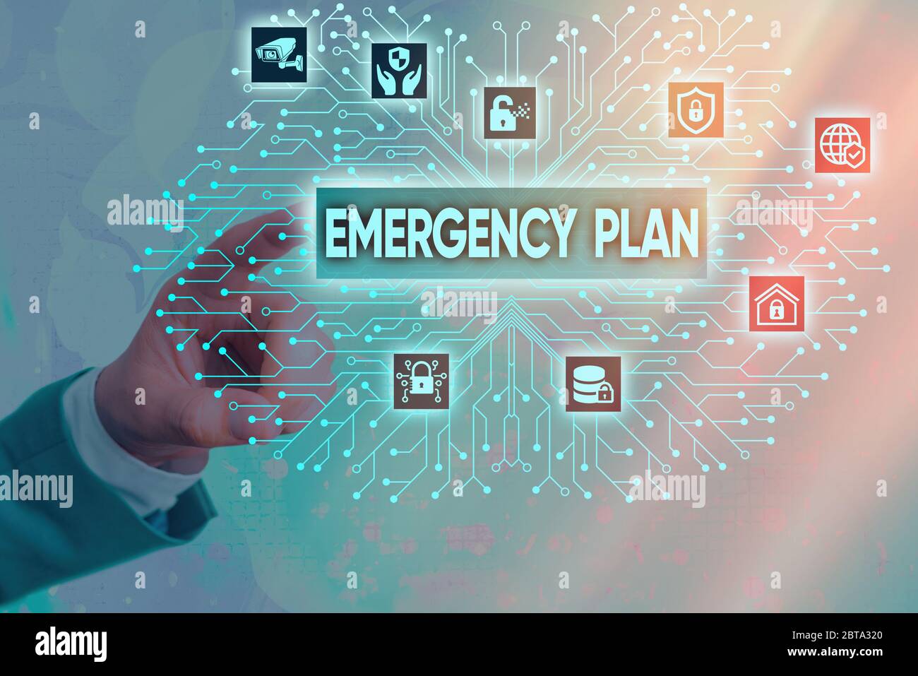 Writing note showing Emergency Plan. Business concept for instructions ...