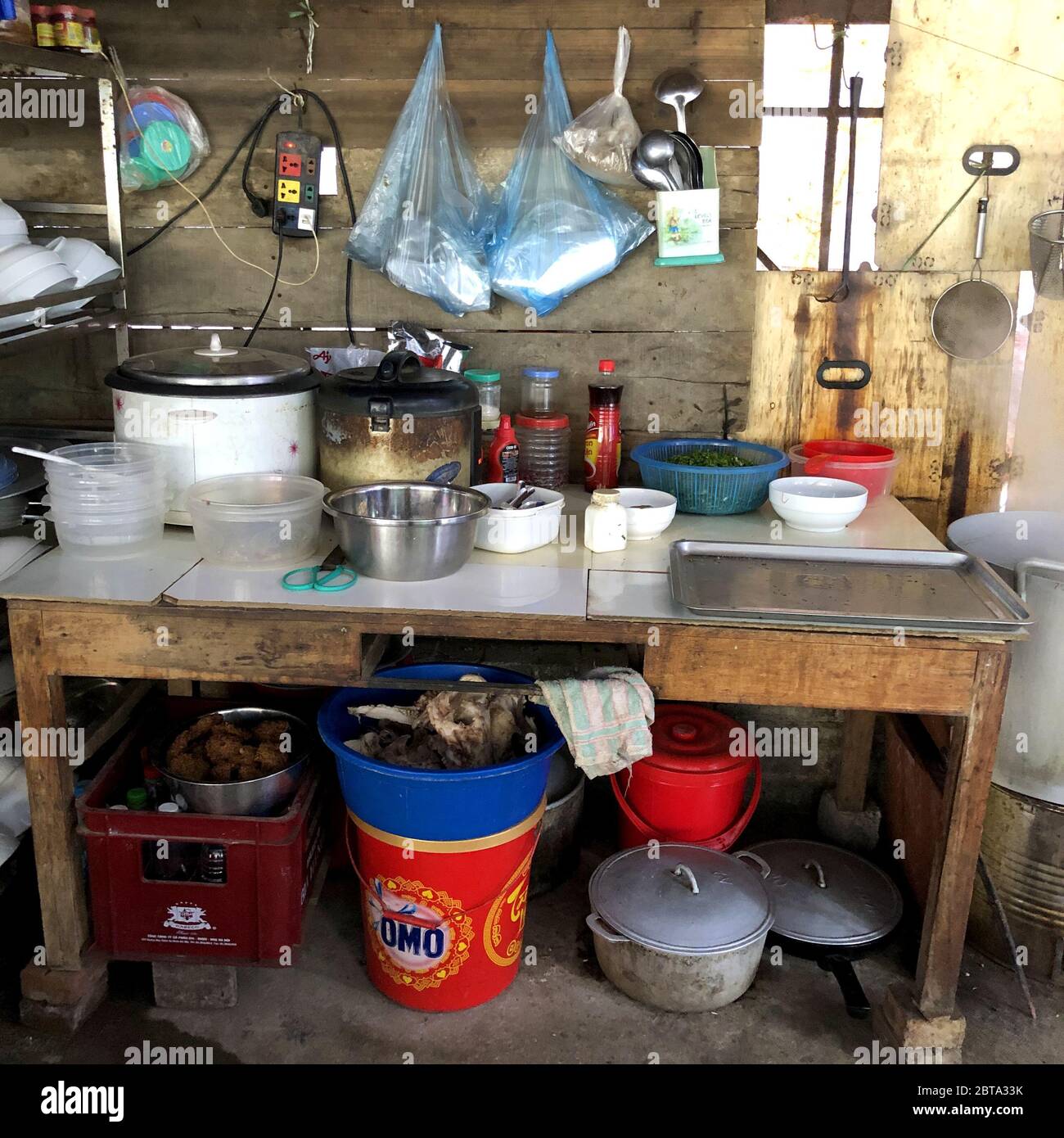 Bac Ha, Vietnam, January 5, 2020, Traditional vietnamese kitchen in a ...