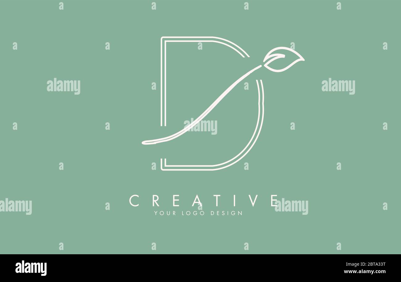 Leaf Cut D Letter and green background for business. Eco Letter Vector ...