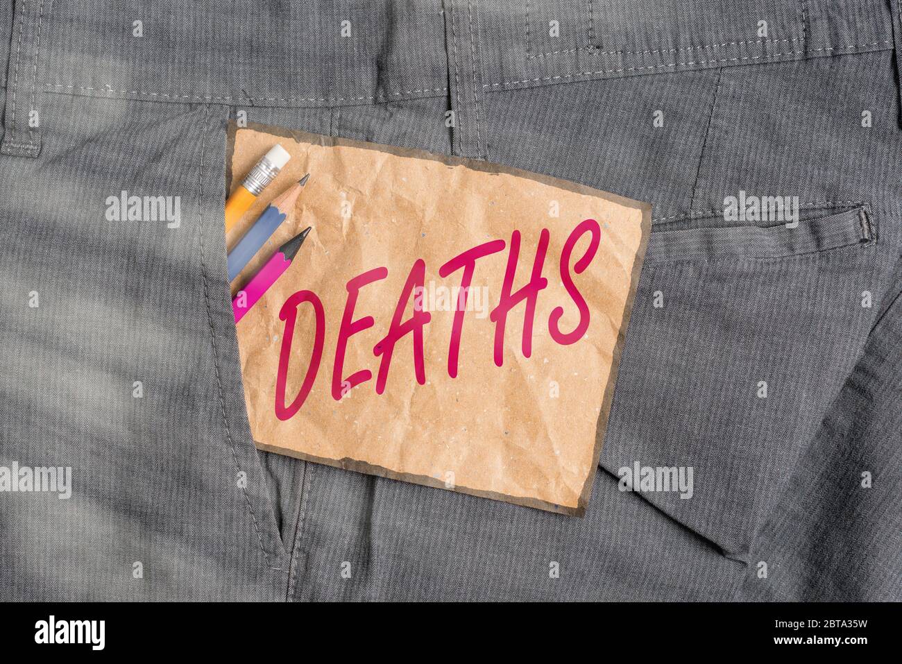 Handwriting text writing Deaths. Conceptual photo permanent cessation ...