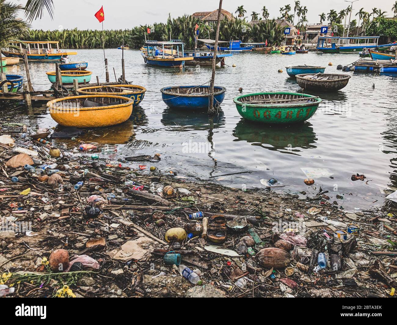 Hoi An, Vietnam, January 27, 2020 - Pollution near the Basket Boat ...