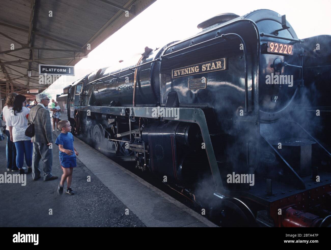 Evening Star locomotive at Minehead Station on the West Somerset ...