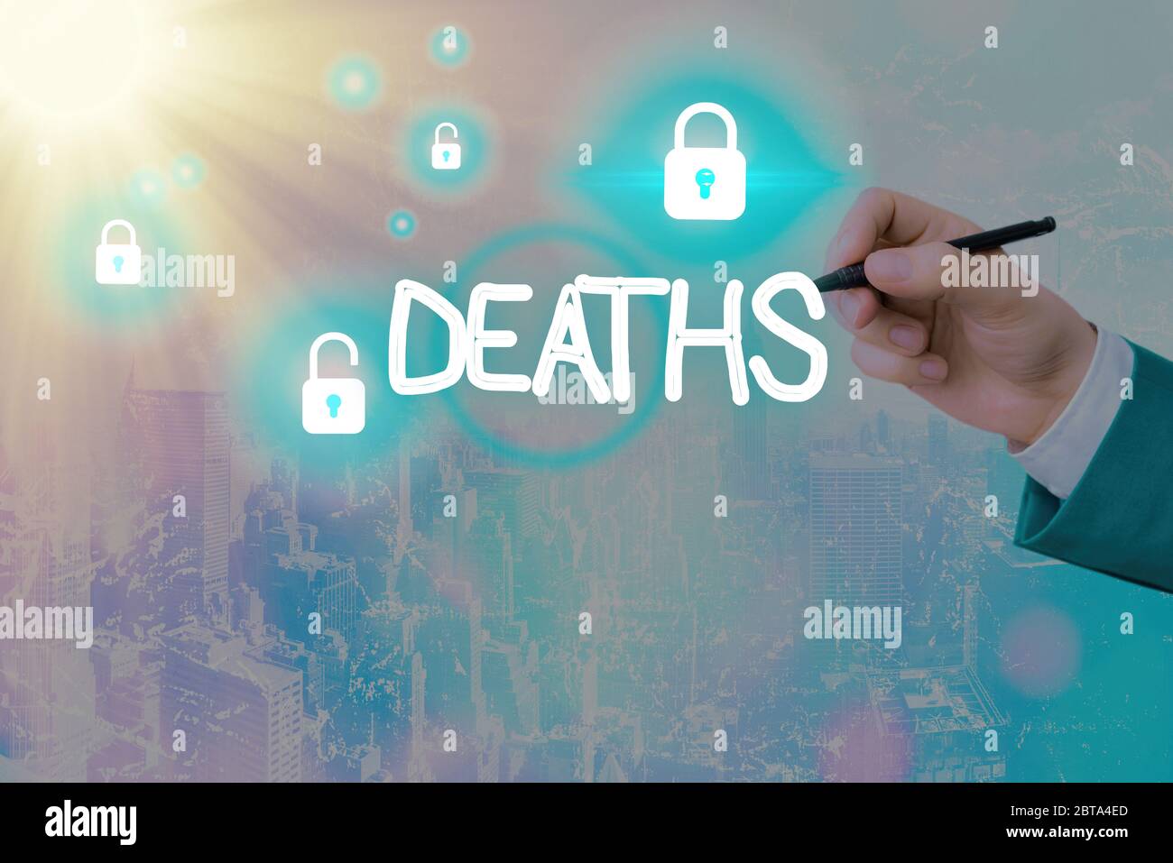 Handwriting text writing Deaths. Conceptual photo permanent cessation ...