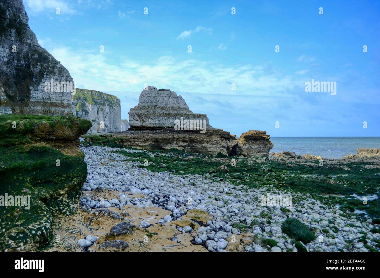 Corner of a stony beach in Yport on the Normandy coast Stock Photo - Alamy