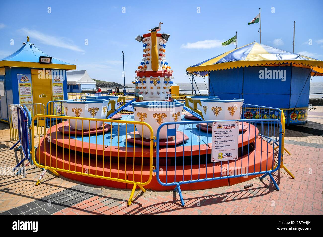 Amusements and children's rides are closed in Barry Island, Wales ...