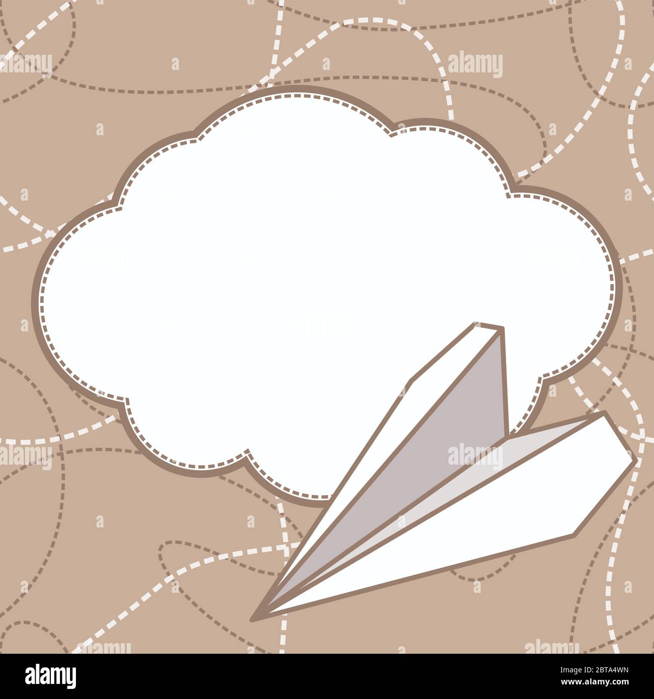 Paper plane and cloud vector background. Paper airplane flying above ...