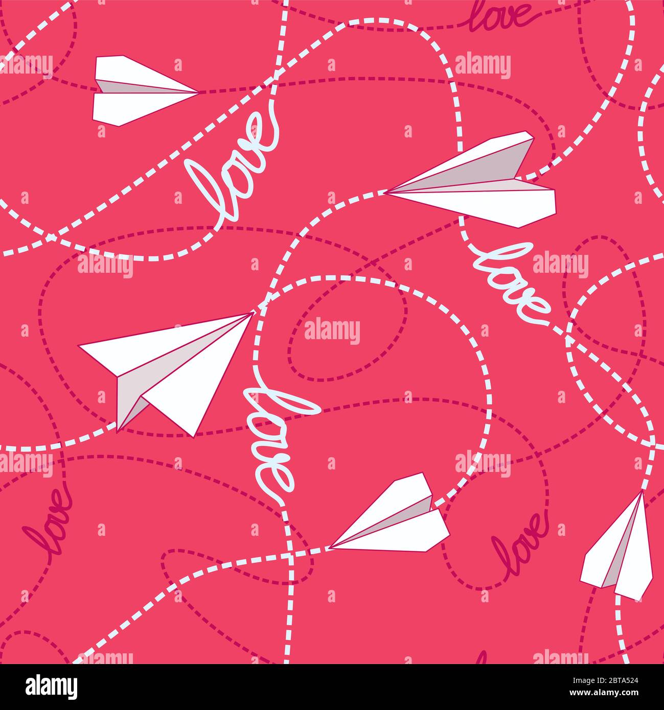 Vector seamless pattern with love words, hearts and tangled dashed ...