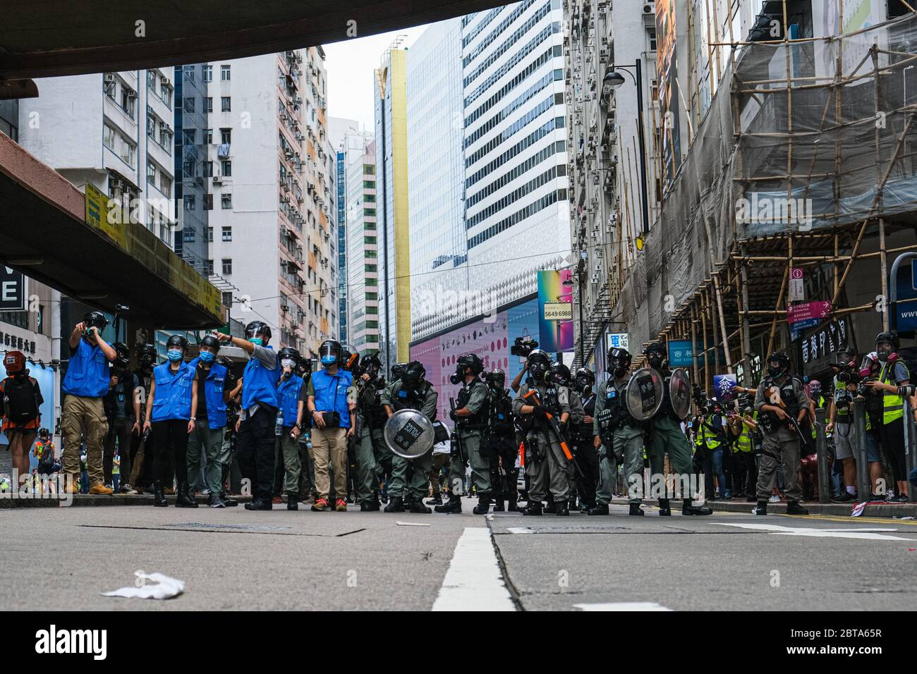 Hong Kong, China. 24th May, 2020. Riot police are seen in an anti ...