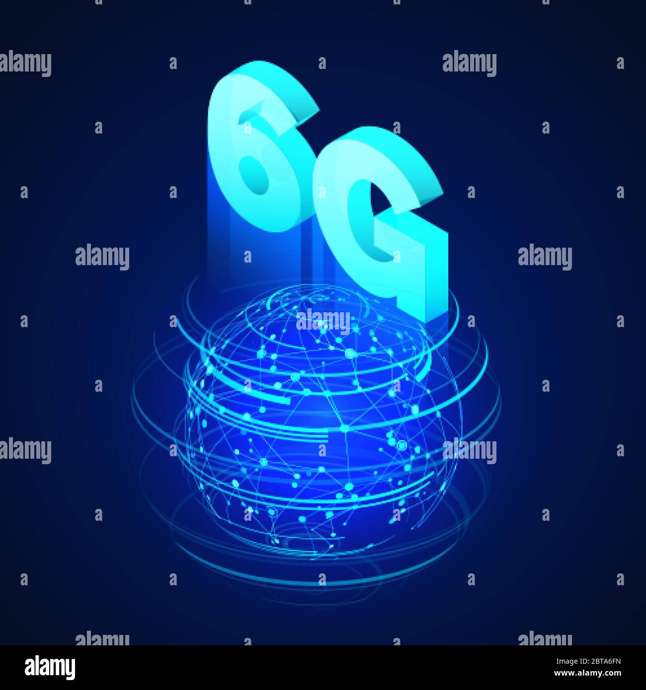 High speed 6G global mobile networks. Business isometric illustration ...