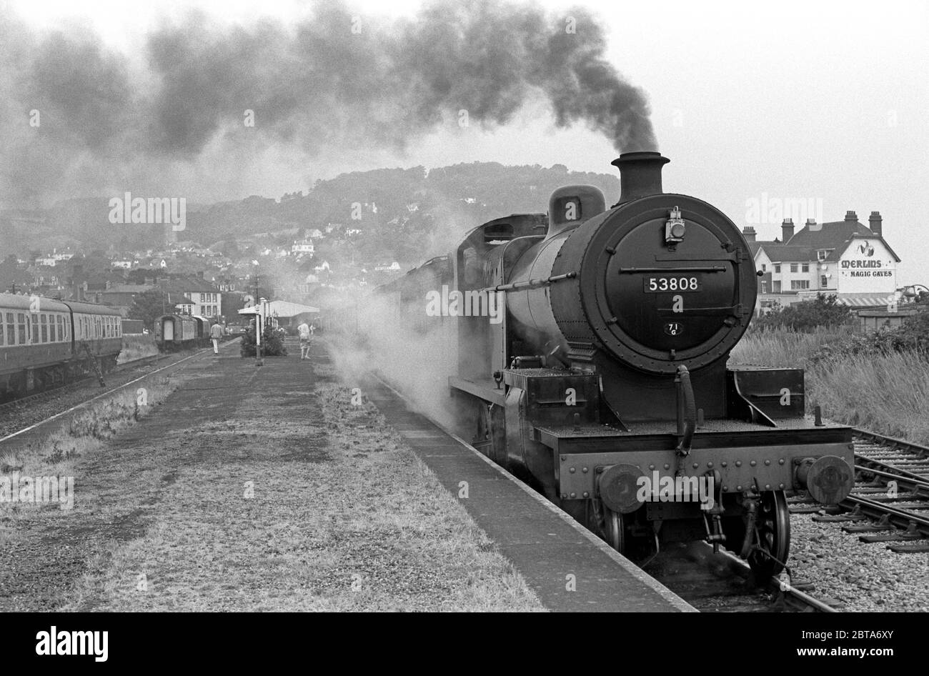 Steam train at Minehead station on the West Somerset Heritage Railway, Somerset, England Stock ...