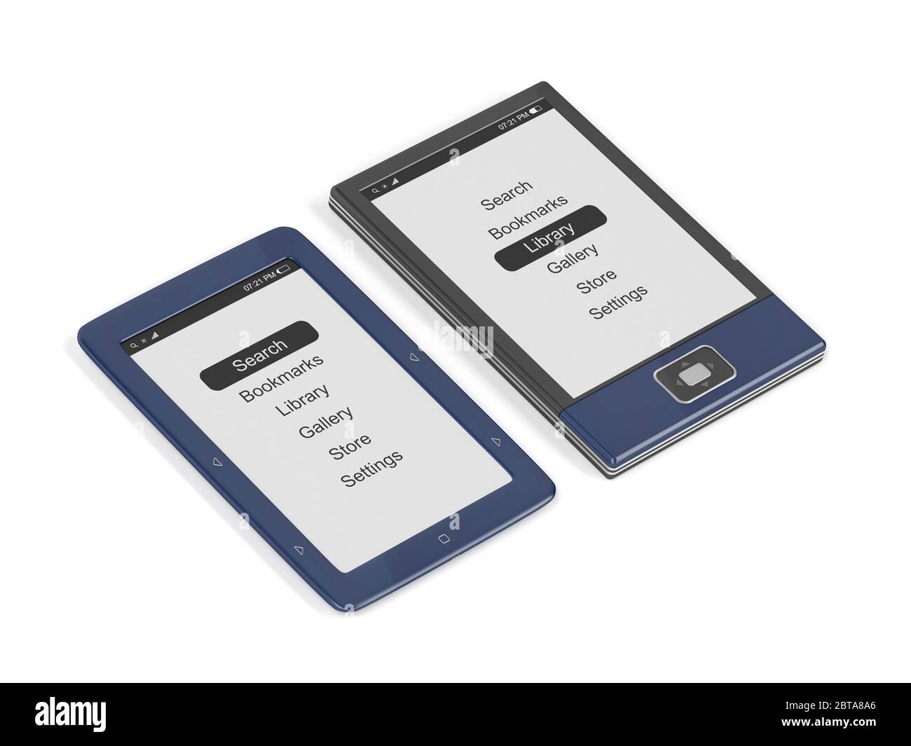 E-book readers with different designs on white background Stock Photo ...