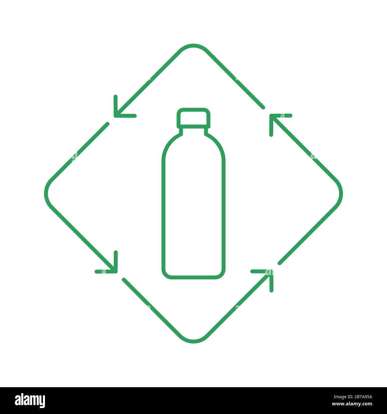 Recycling plastic or glass bottles sign. Green bottle in a rectangle ...